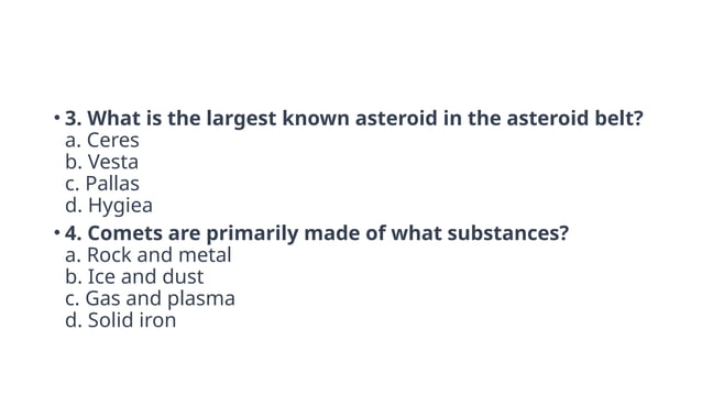 QUIZzzzzzzzzzzzzzzz TIME ! Asteroid.pptx | Geology | Science