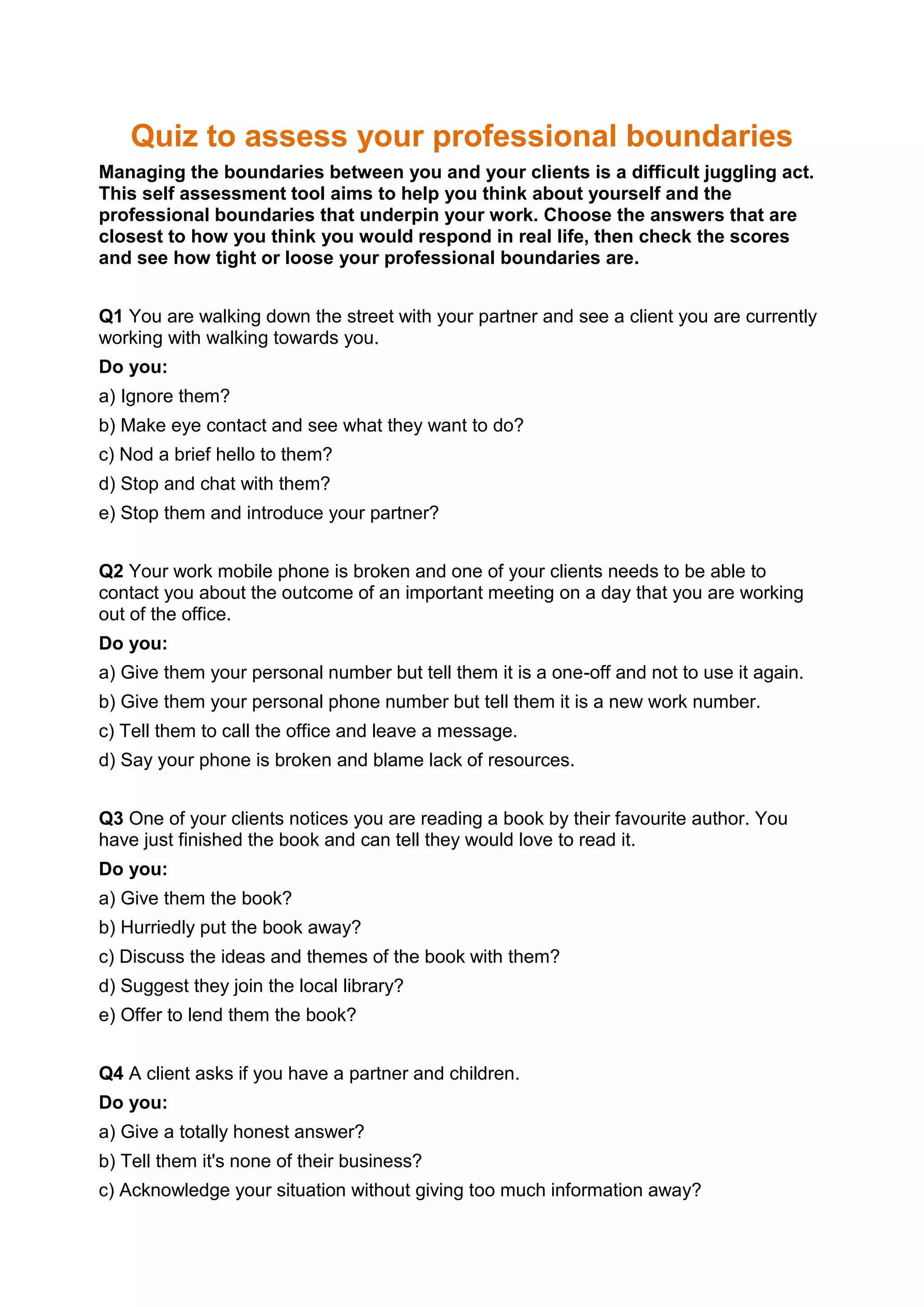 Quiz to assess your professional boundaries | PDF