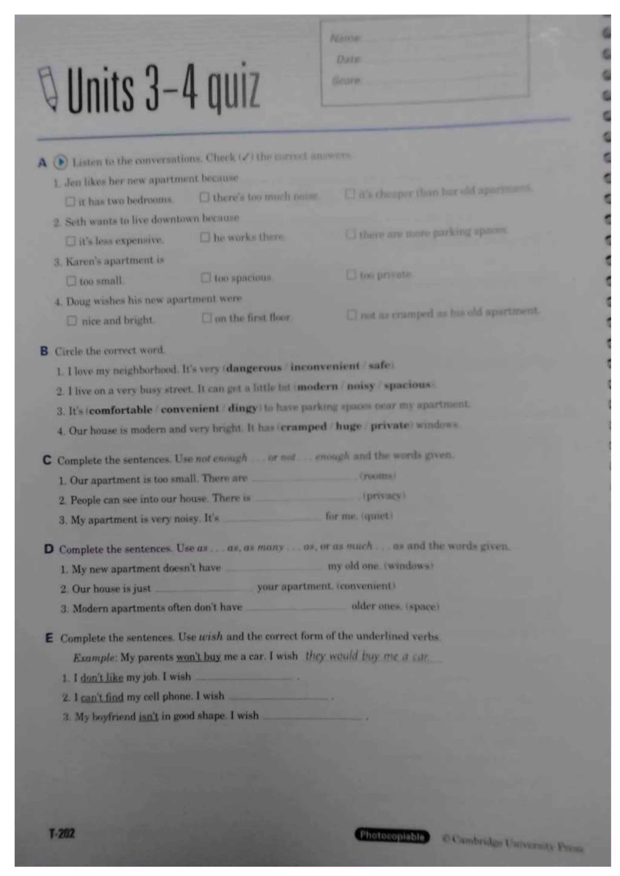 Quizzes units 1 6 | DOC