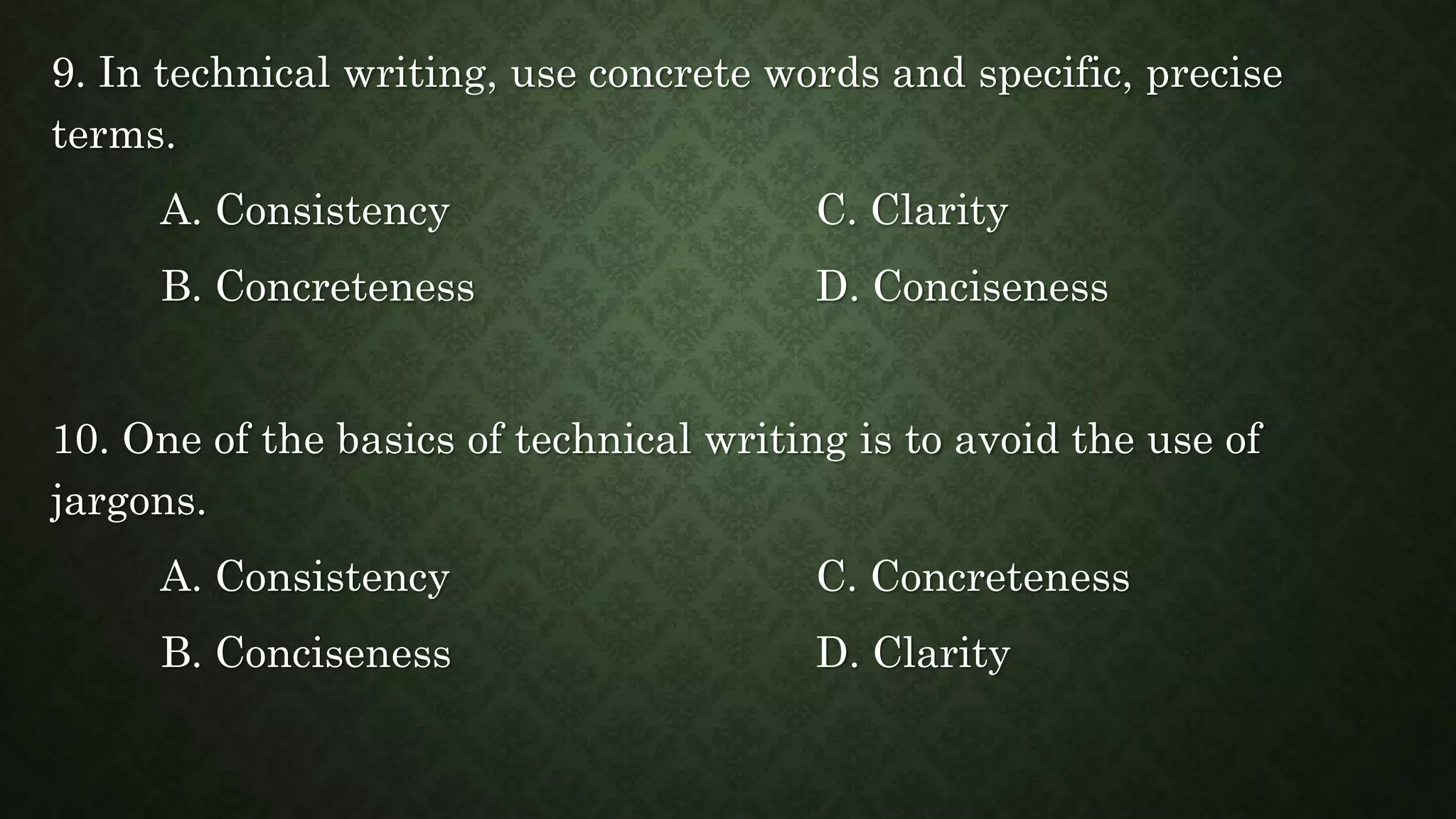 Quizz in eapp technical writing 2 | PPTX