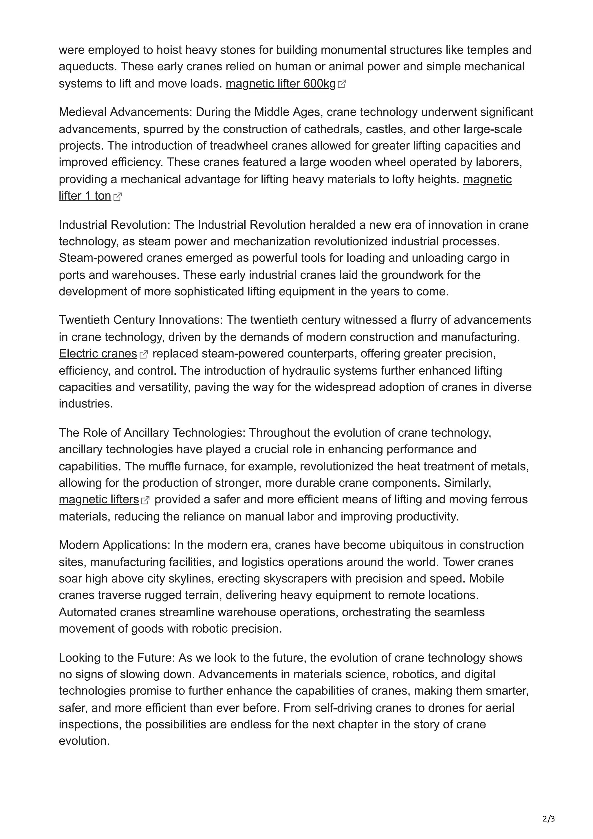 The Evolution of Crane Technology A Historical Perspective Introduction ...