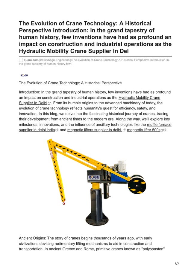 The Evolution of Crane Technology A Historical Perspective Introduction ...