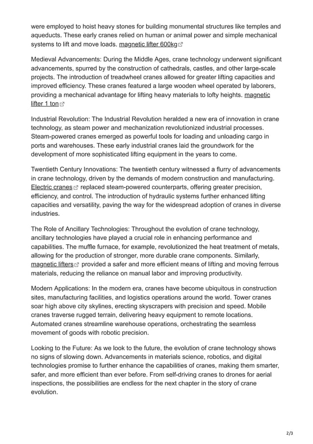 The Evolution of Crane Technology A Historical Perspective Introduction ...