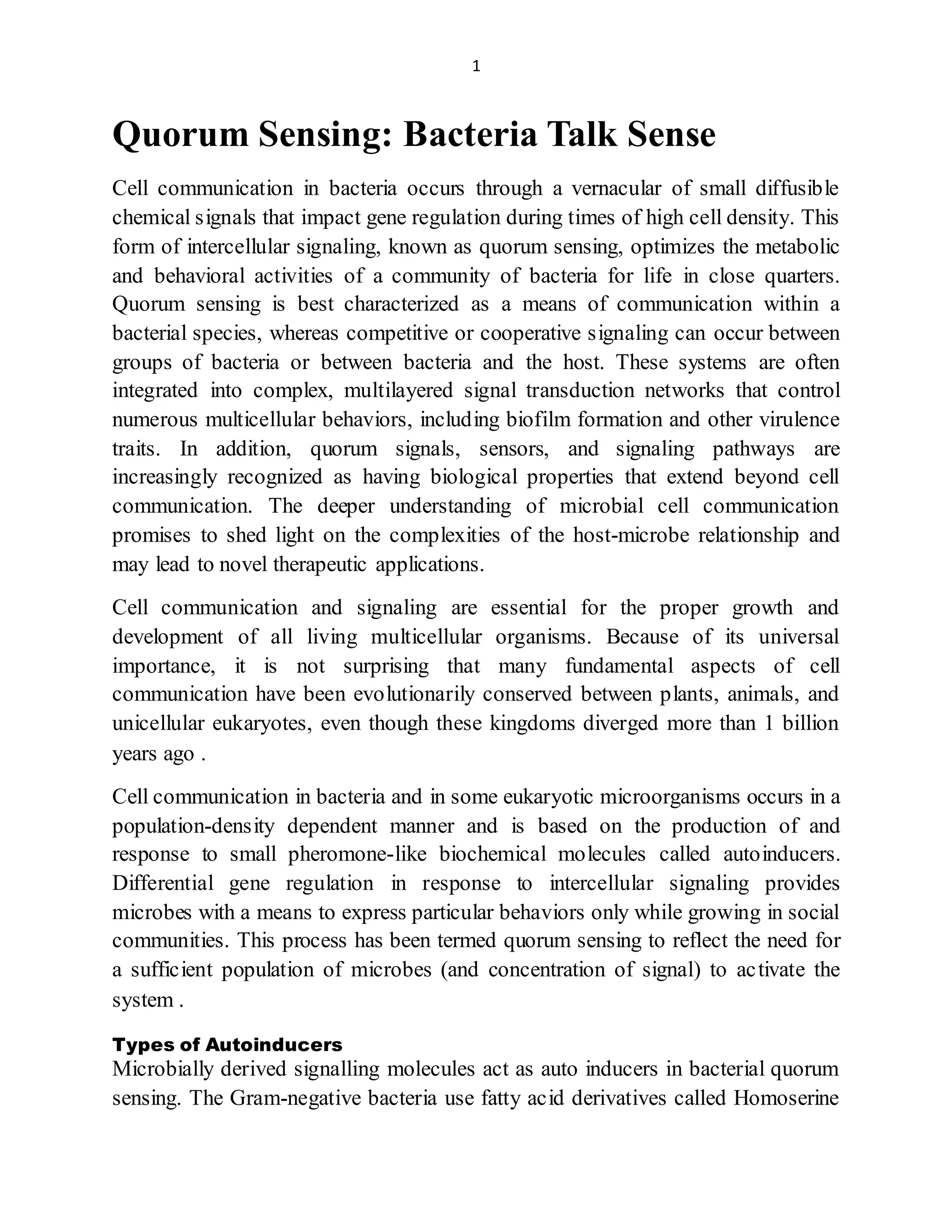 Bacteria Talk Sense | DOCX | Biological Sciences | Science