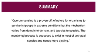 Quorum sensing in Archaea | PPTX