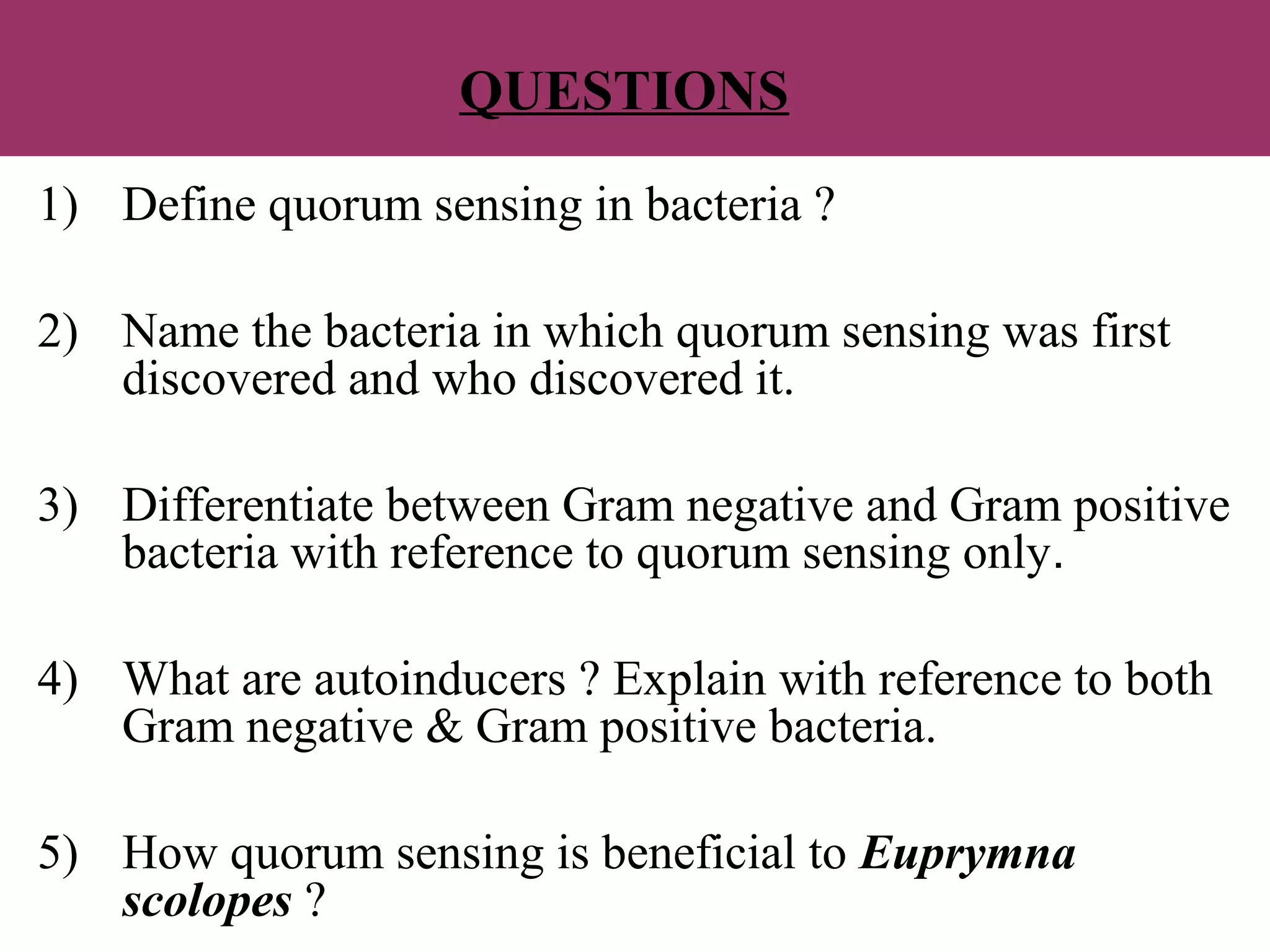 Quorum sensing in bacteria | PPT
