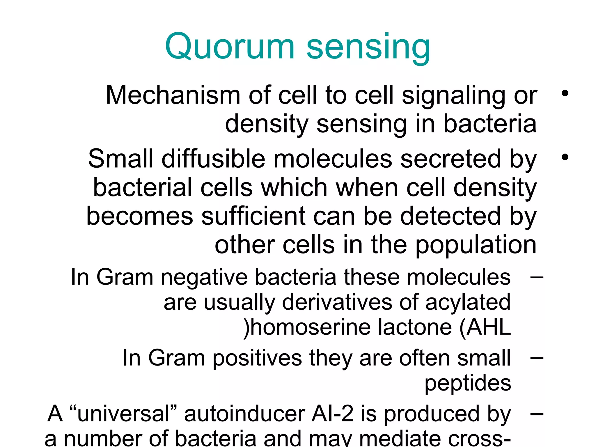 Quorum sensing in bacterial populations | PPT | Chemistry | Science