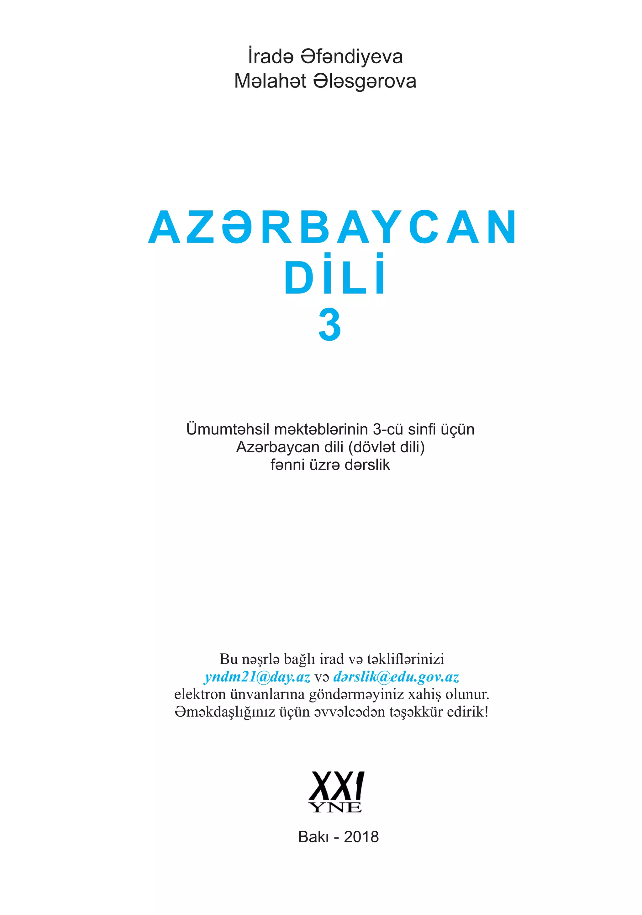 Azərbaycan dili dərsliyi 3-cü sinif | PDF | Chemistry | Science