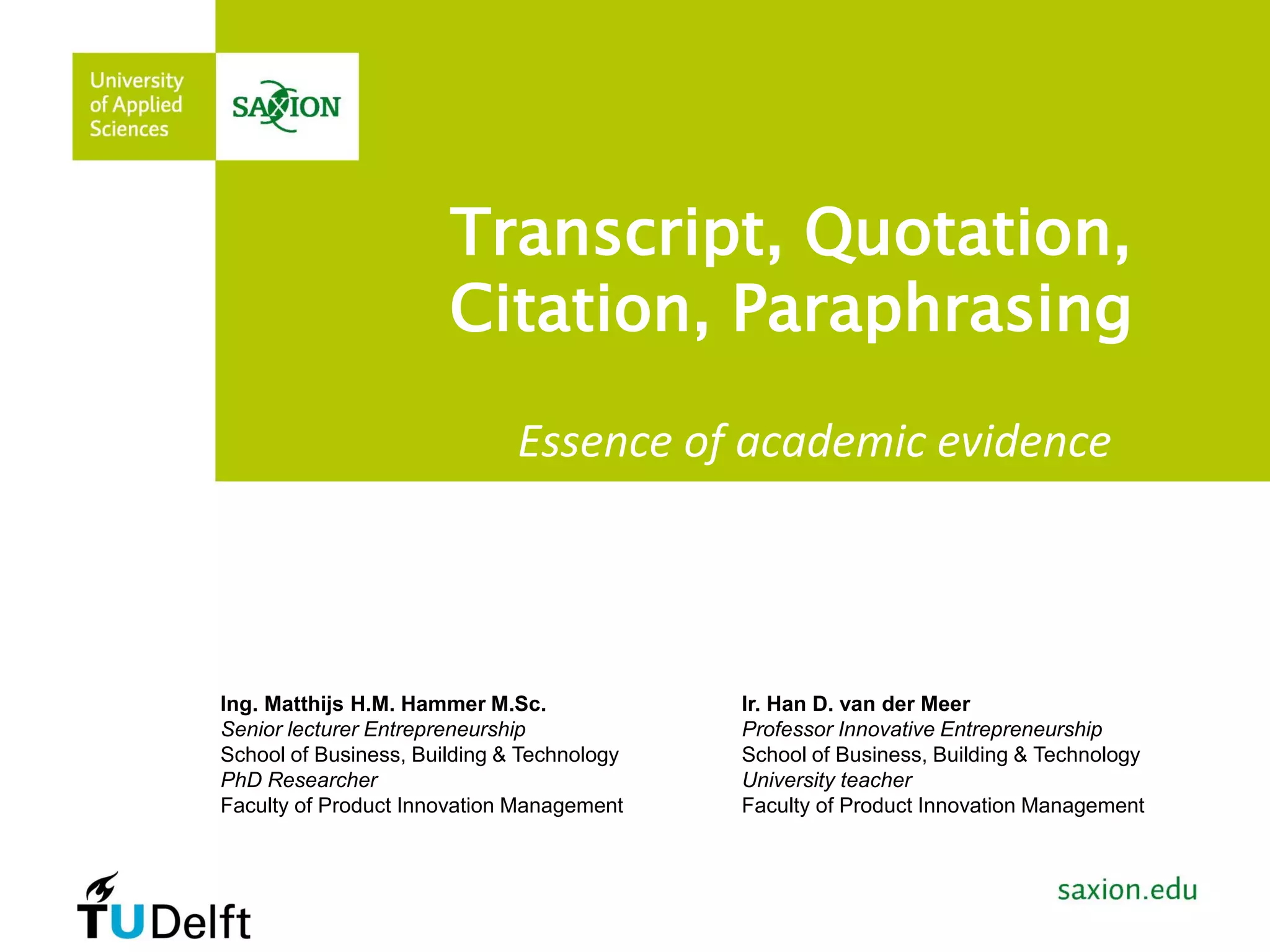 Citation and Quotation, essence of academic evidence | PDF
