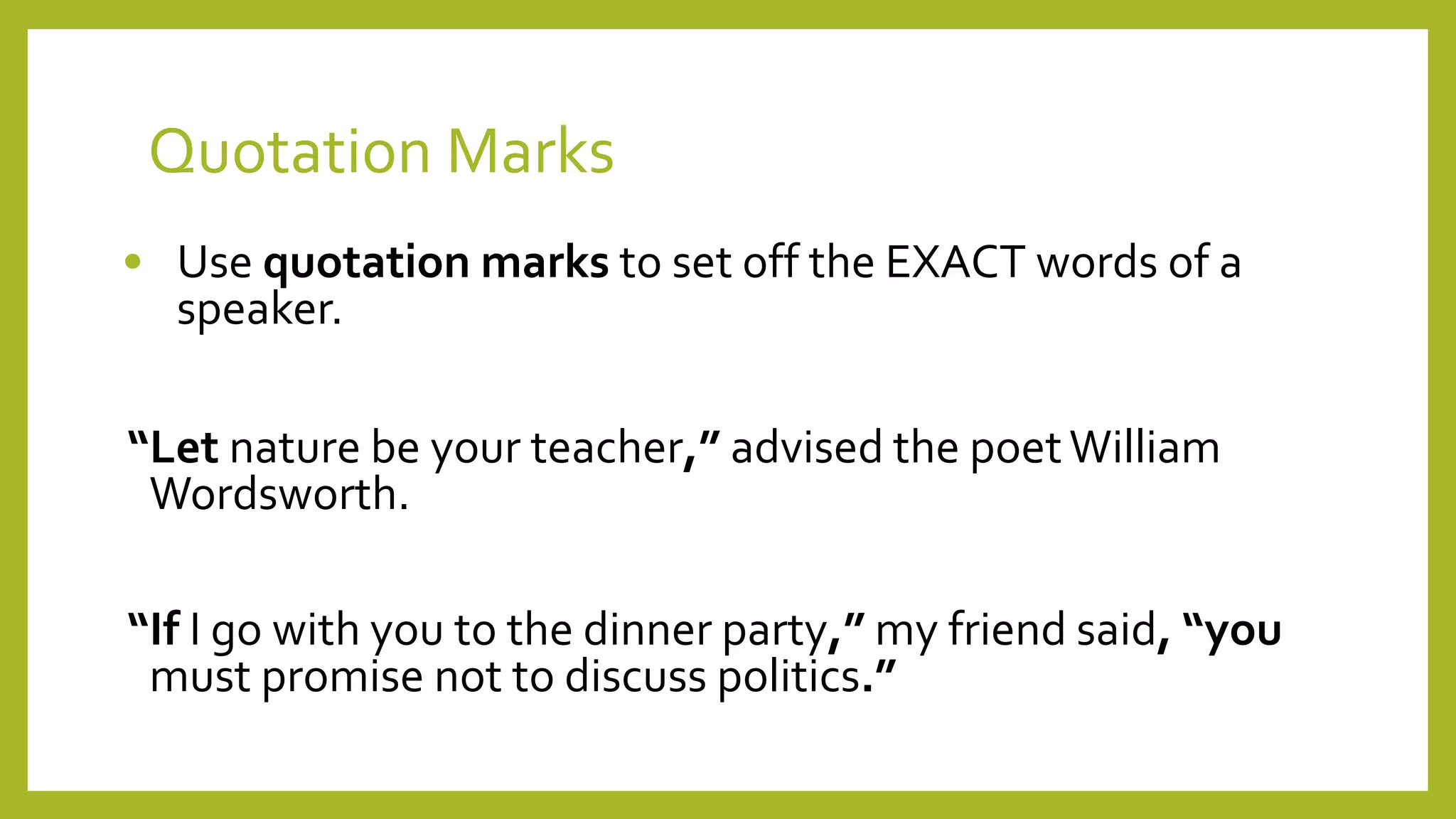 Quotation Marks and Quoted Material | PPTX
