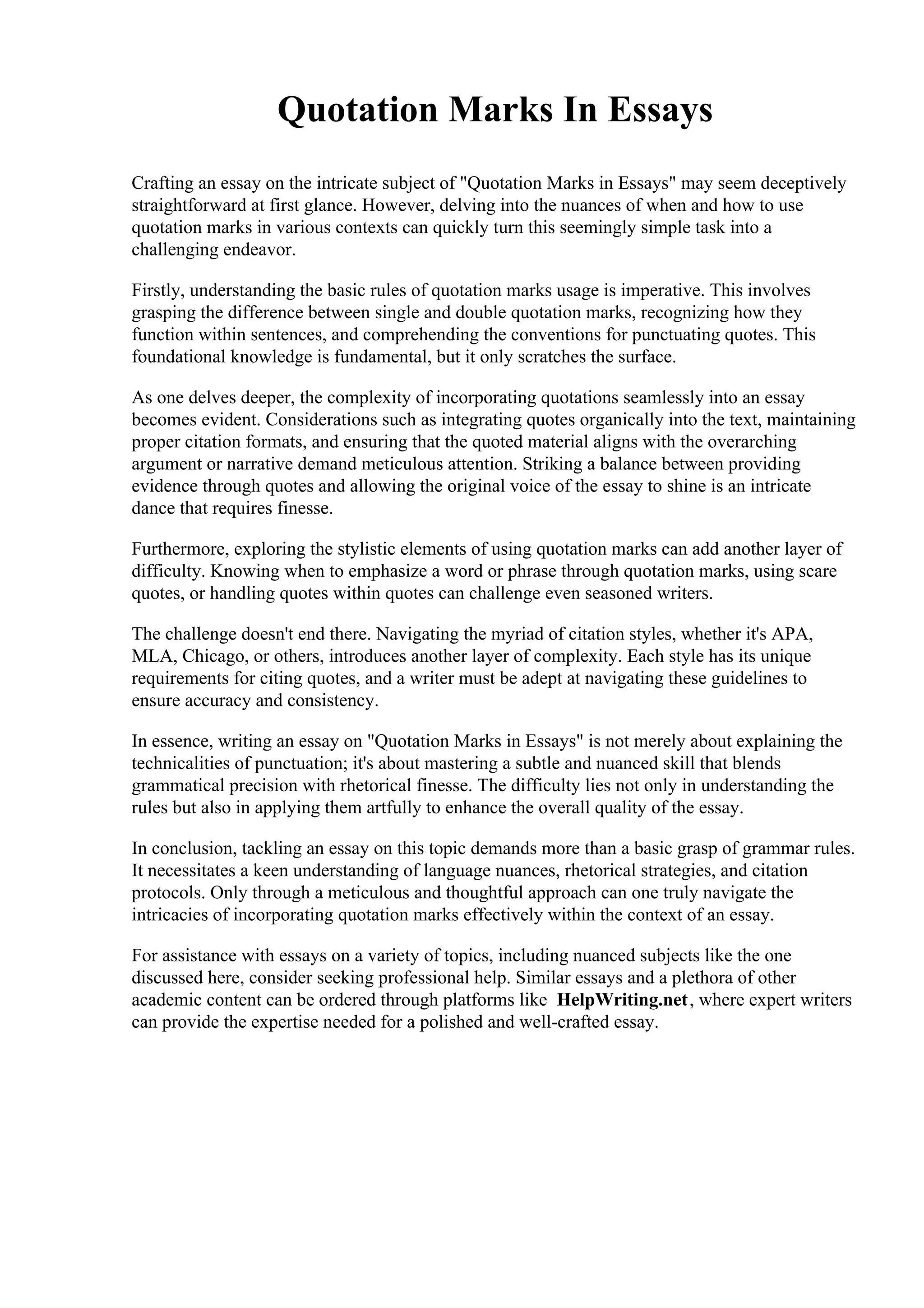 Quotation Marks In Essays.pdf | Homework and Study | Education