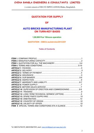 Quotationof auto bricks 100000pcs per day | PDF