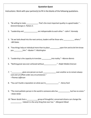 Quotation quest | DOCX