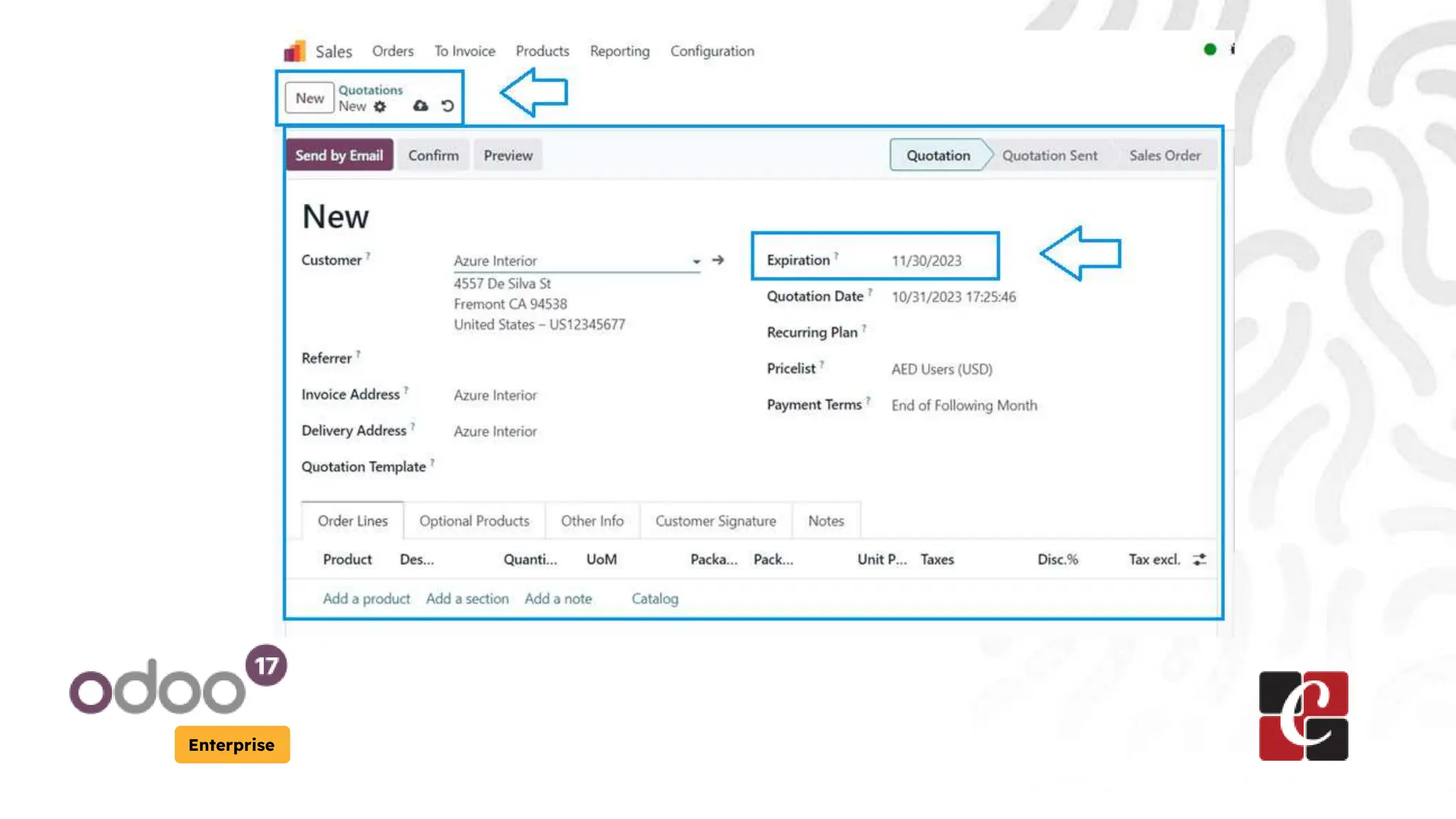 How to set the Quotation Validity Inside the Odoo 17 sales | PPTX