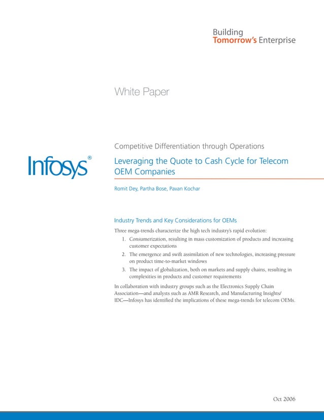 Transforming Quote to Cash cycle in High Tech OEMs | PDF