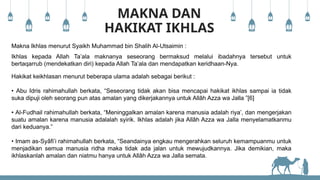 BAGAIMANA CARA MENGAPLIKASIKAN ILMU IKHLAS | PPTX
