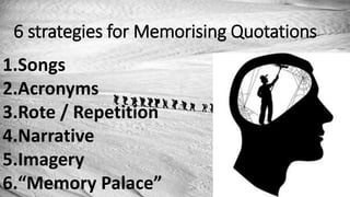 Quote memorisation for English Exam strategies | PPTX