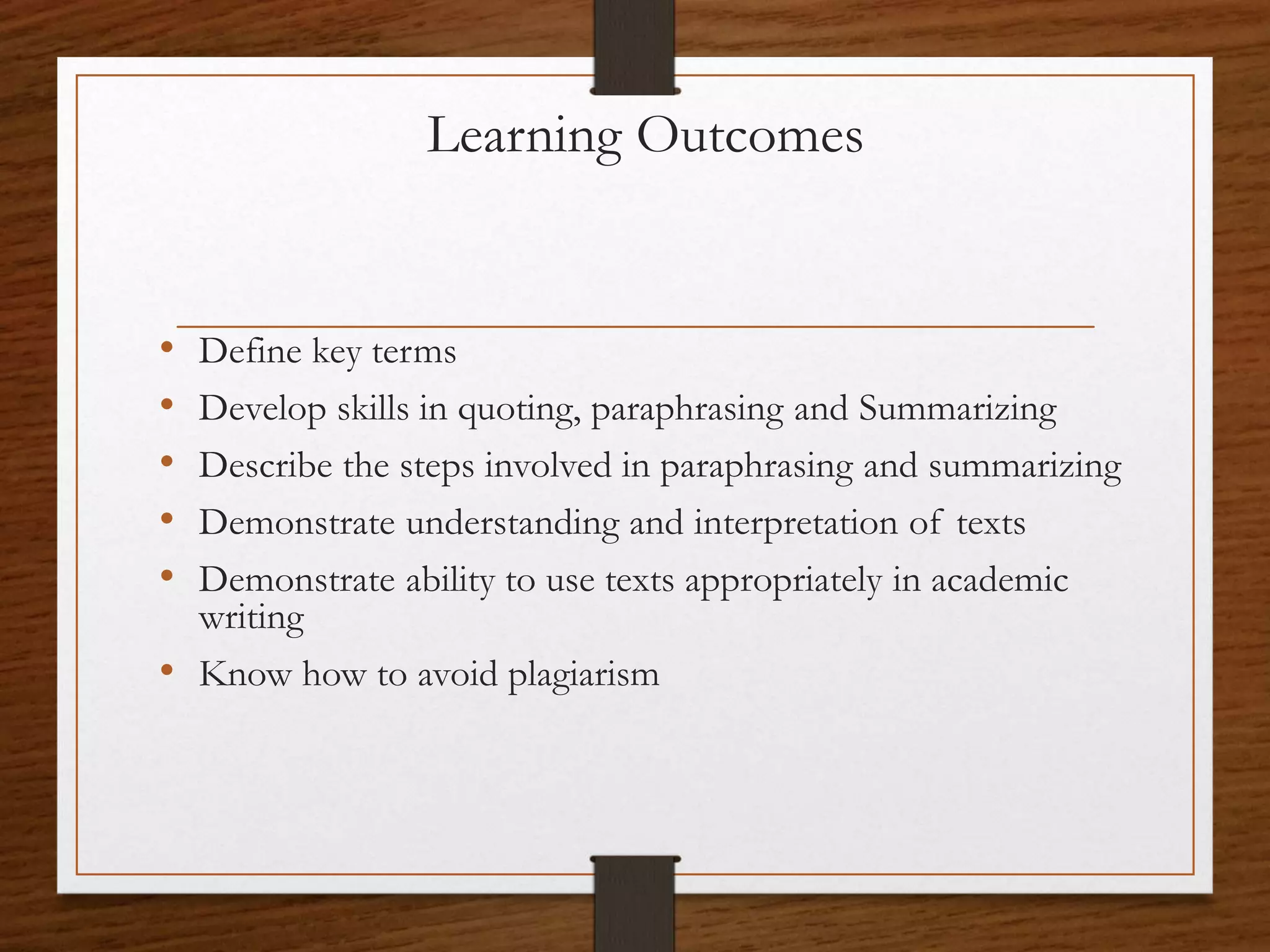 Quotation, paraphrasing and summarizing | PPT