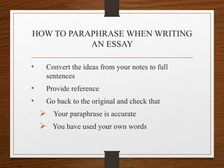 Quotation, paraphrasing and summarizing | PPT