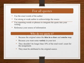 Quotation, paraphrasing and summarizing | PPT