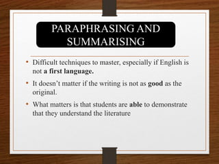Quotation, paraphrasing and summarizing | PPT