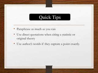 Quotation, paraphrasing and summarizing | PPT