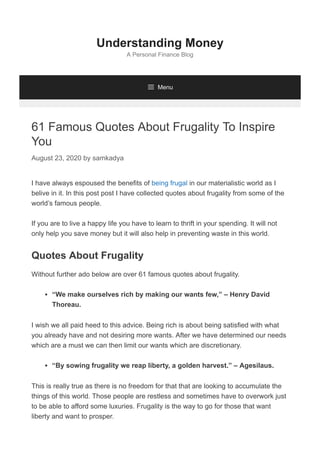 Quotes about Frugality : Funny and Wise | PDF