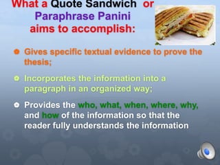 Quote Sandwiches and Paraphrases Paninis for Synthesis Essays and ...
