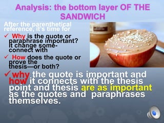 Quote Sandwiches and Paraphrases Paninis for Synthesis Essays and ...
