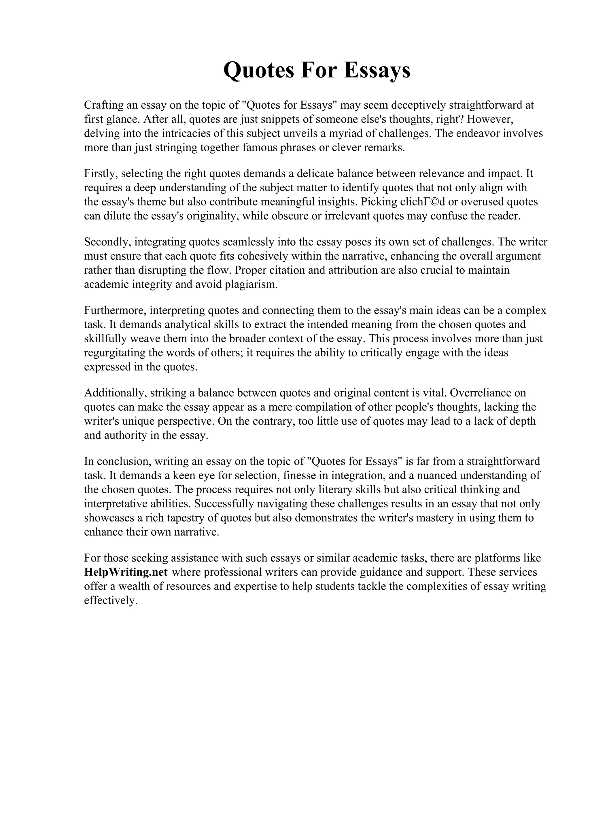 Quotes For Essays | PDF