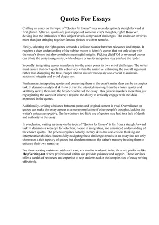 Quotes For Essays | PDF