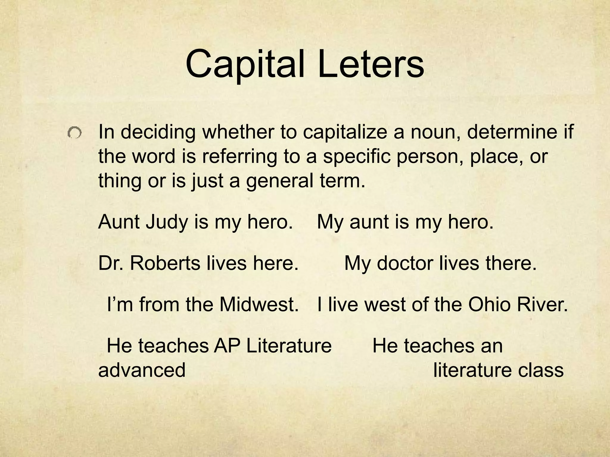 Quotes, italics, capital letters | PPT