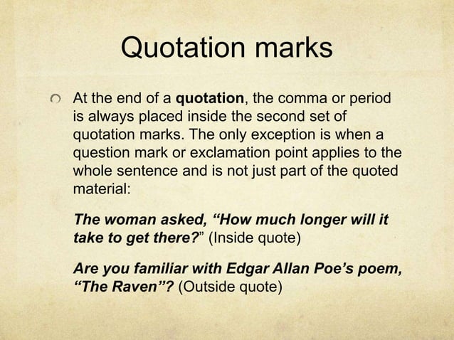 Quotes, italics, capital letters | PPT