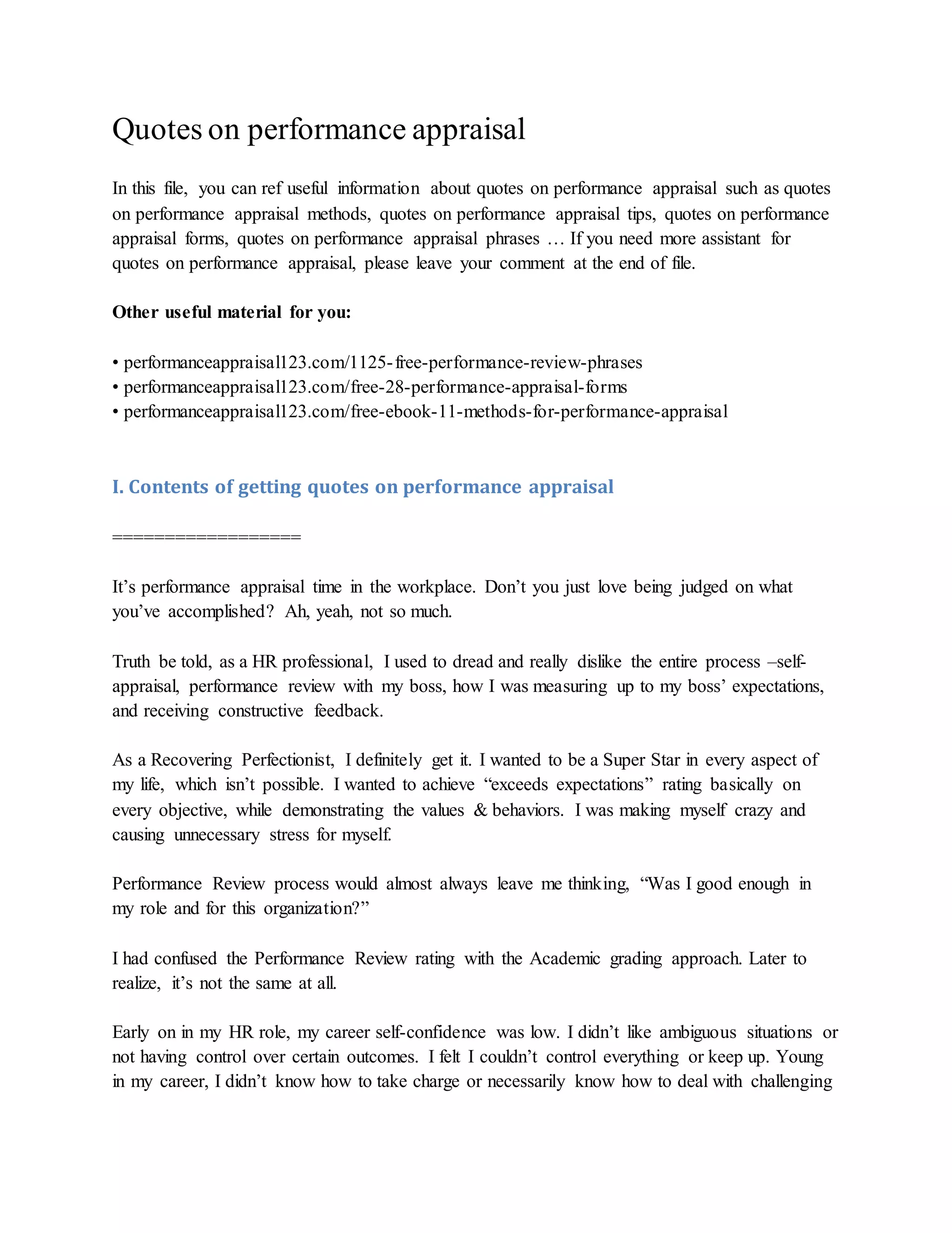 Quotes on performance appraisal | DOCX