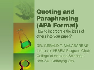 Quoting and Paraphrasing _ POWERPOINT PR | PPTX