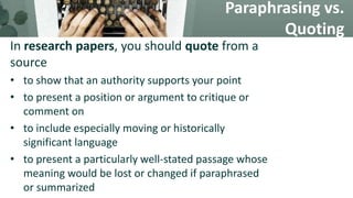 Guide to Quoting and Paraphrasing | PPTX