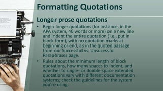 Guide to Quoting and Paraphrasing | PPTX