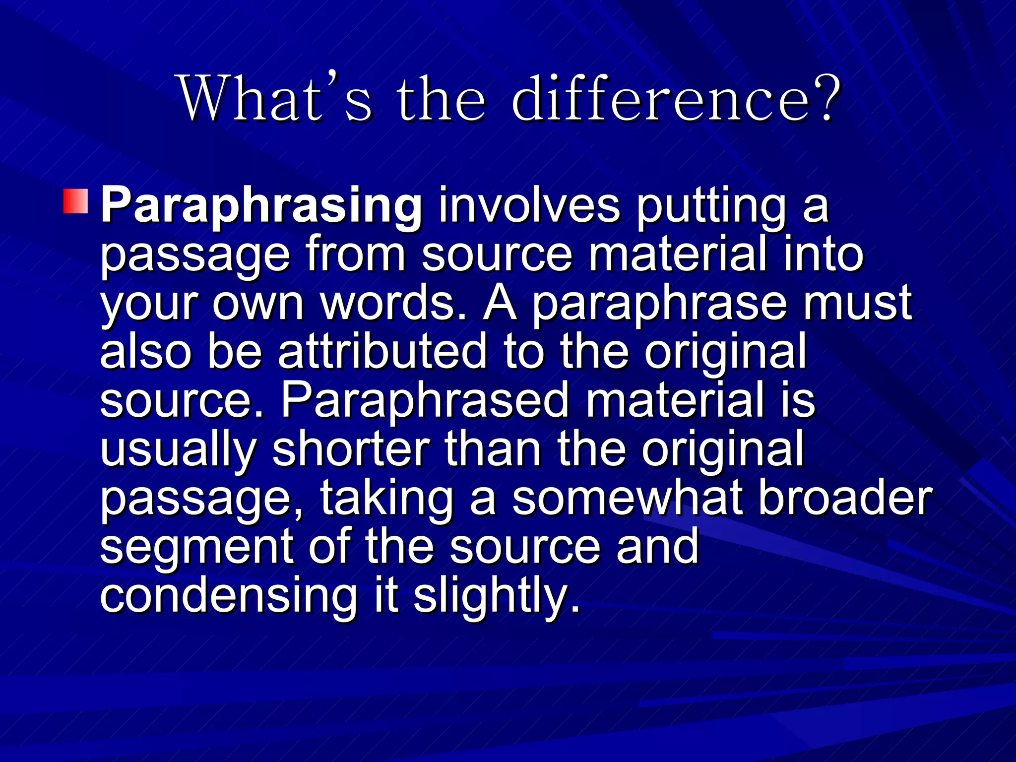 Quoting Paraphrasing And Summarizing | PPT Quoting Paraphrasing And Summarizing | PPT