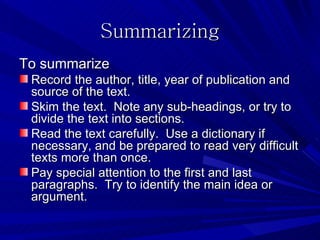 Quoting Paraphrasing And Summarizing | PPT