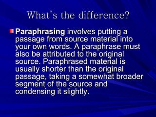 Quoting Paraphrasing And Summarizing | PPT