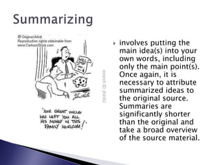 Quoting, Paraphrasing, And Summarizing | PPTX