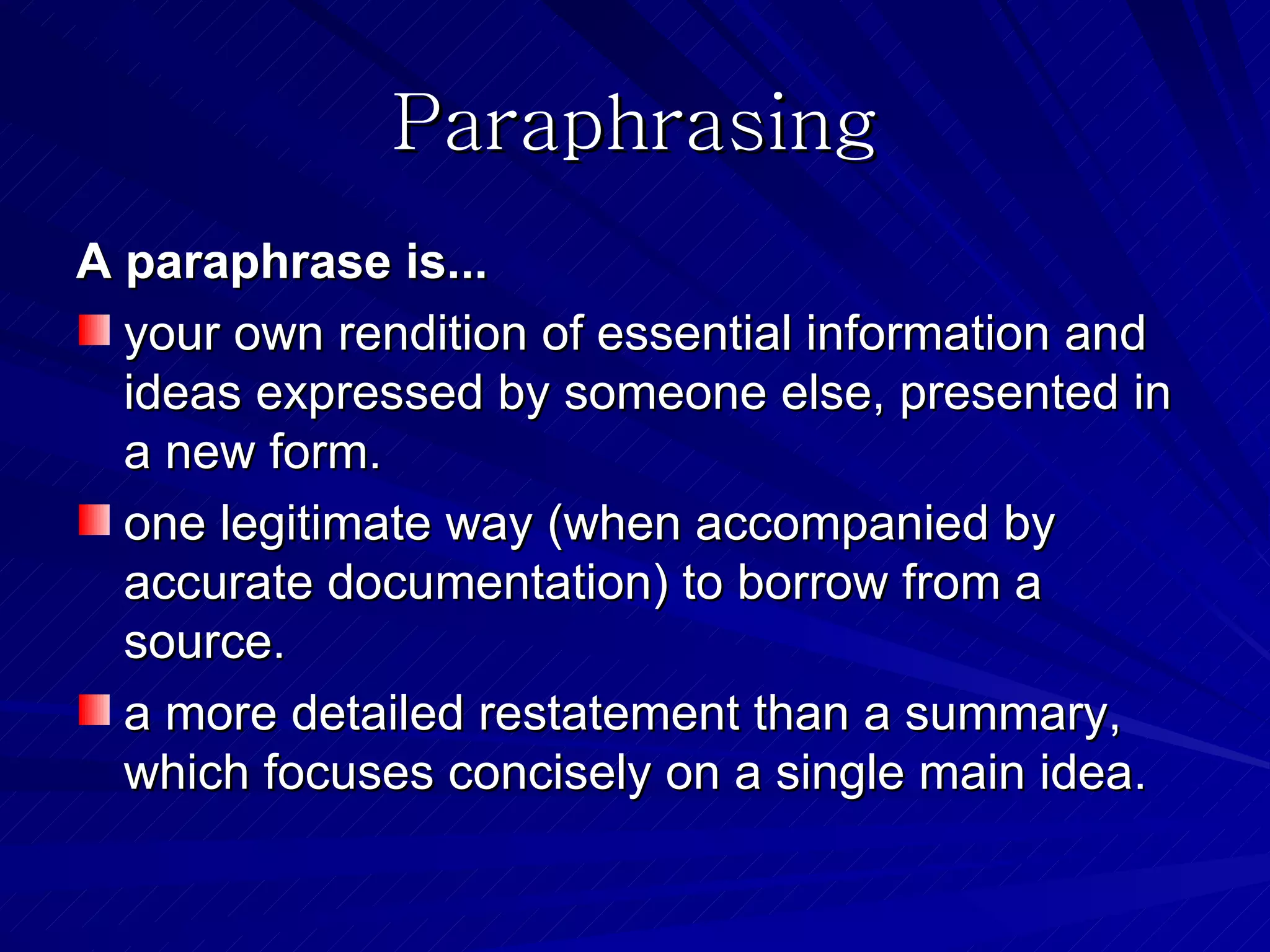 Quoting, Paraphrasing And Summarizing | PPT | Resume Writing and Advice ...