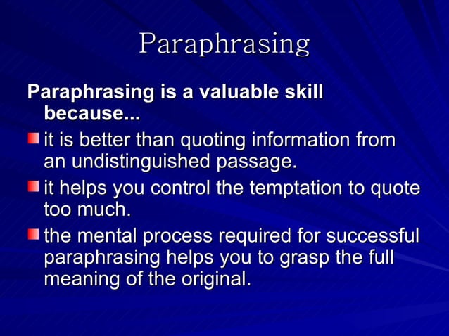Quoting, Paraphrasing And Summarizing | PPT | Resume Writing and Advice ...