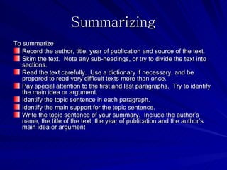 Quoting, Paraphrasing And Summarizing | PPT | Resume Writing and Advice ...