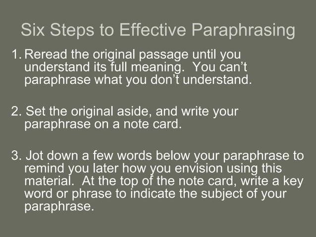 Quoting paraphrasing and summarizing | PPT