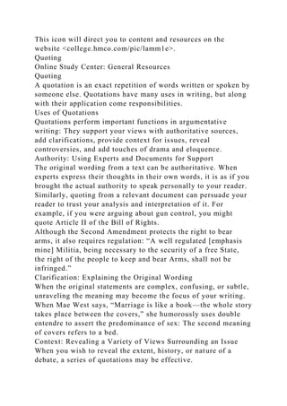 Quoting, Paraphrasing, and SummarizingQuote me as saying I.docx