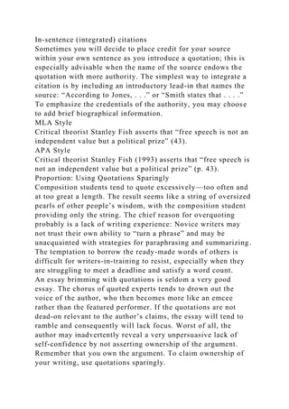 Quoting, Paraphrasing, and SummarizingQuote me as saying I.docx