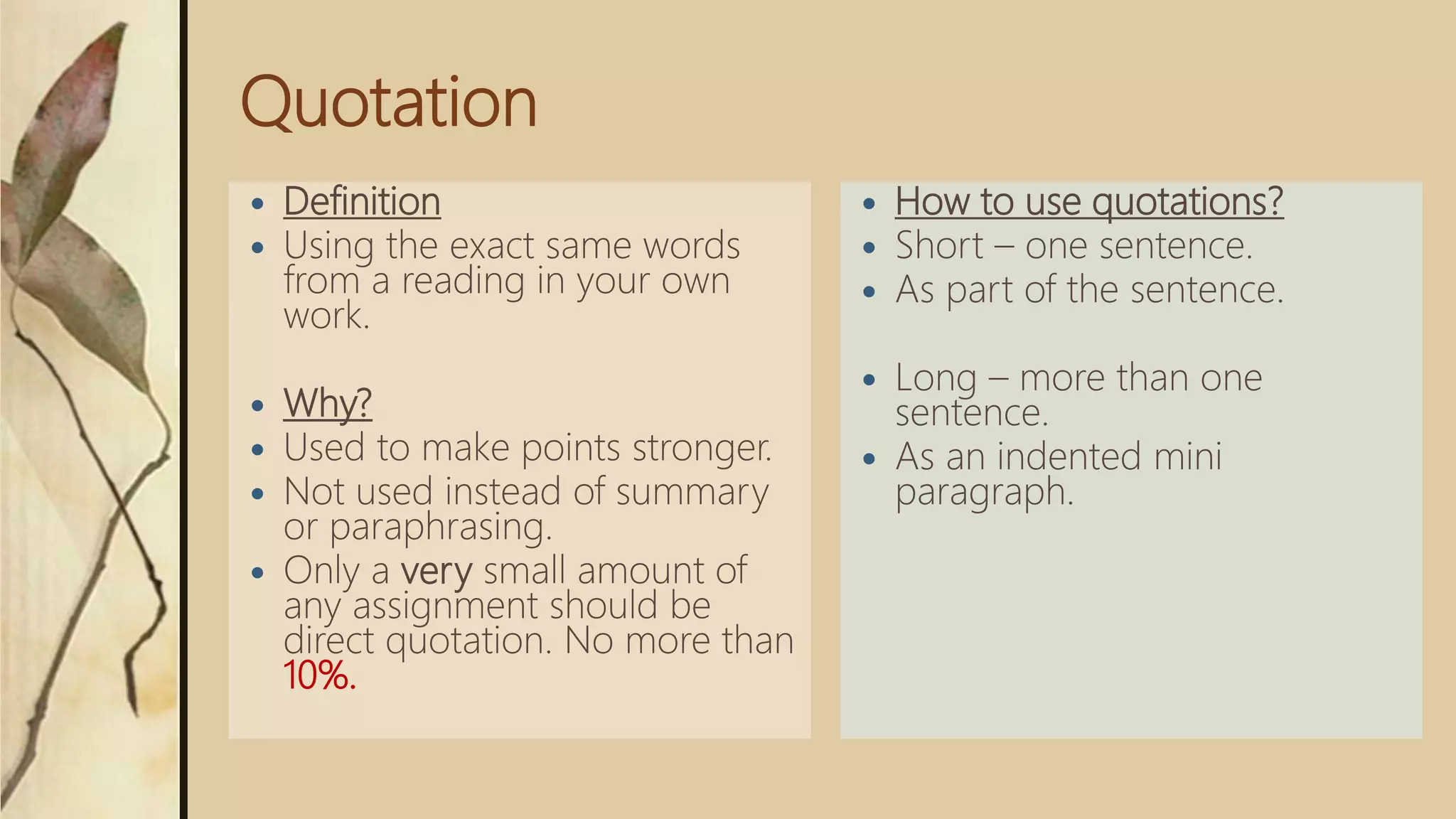 Quoting paraphrasing summarising synthesising dw | PPTX