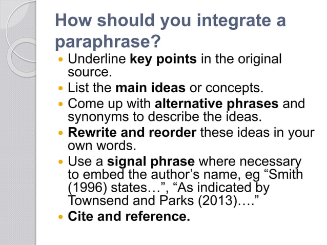 Quoting, paraphrasing and summarizing to avoid plagiarism | PPT