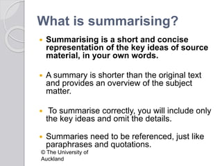 Quoting, paraphrasing and summarizing to avoid plagiarism | PPT